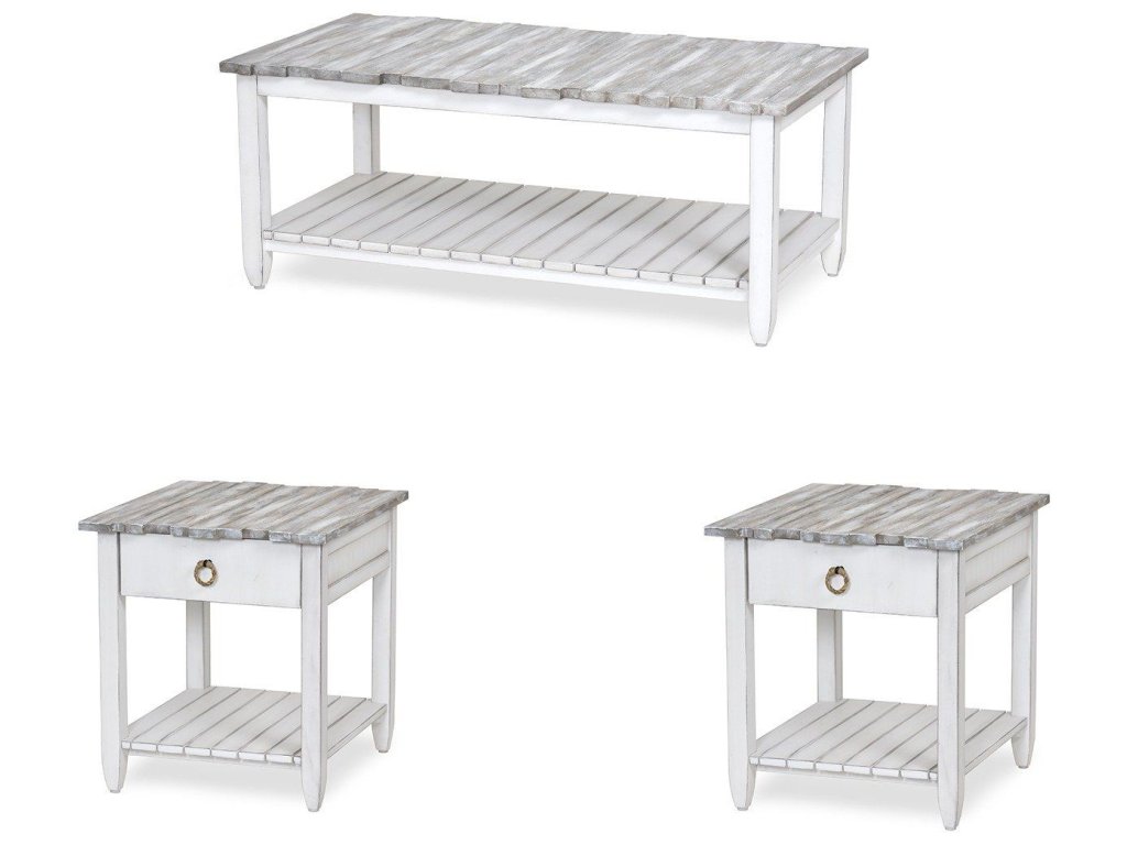 Seawinds Sea Winds Picket Fence 3pc Occasional Set in Distressed Bleu ...