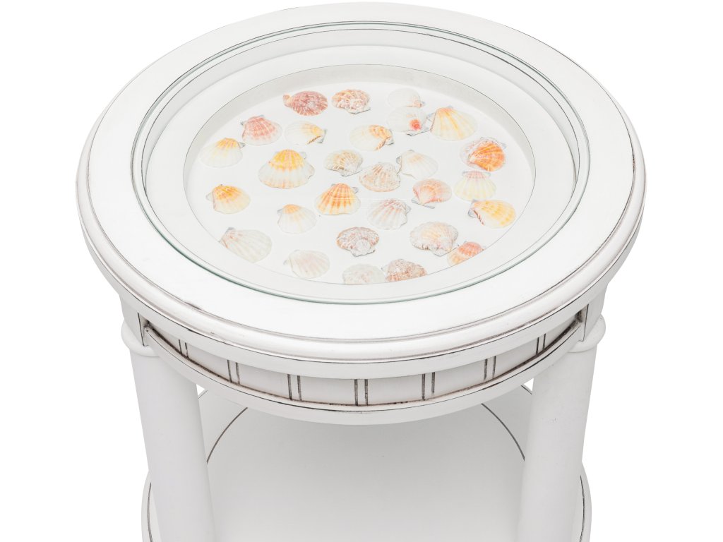 Seawinds Sea Winds Monaco Round End Table with Pelican Insert in Blanc ...