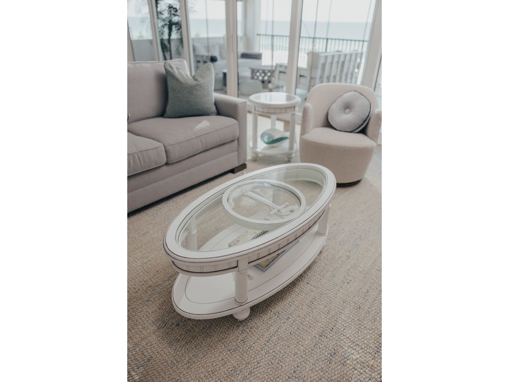 Seawinds Sea Winds Monaco Oval Coffee Table with Anchor Insert in Blanc ...